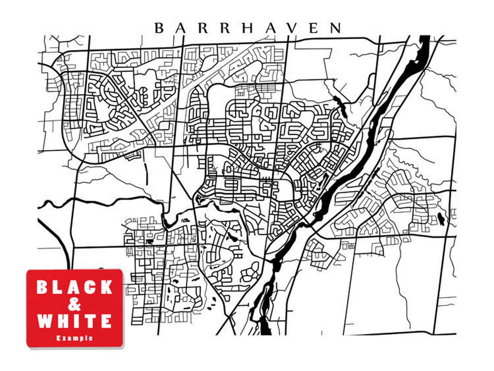 Barrhaven Map Art Nepean Ottawa Canada Wall Art Ontario - Etsy