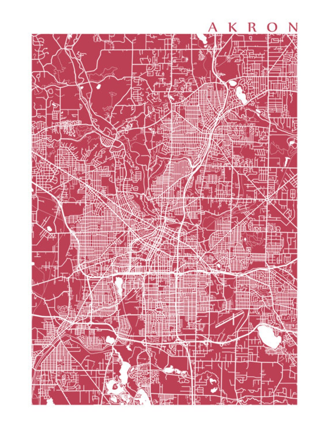 Akron Map Ohio Poster Print | Etsy