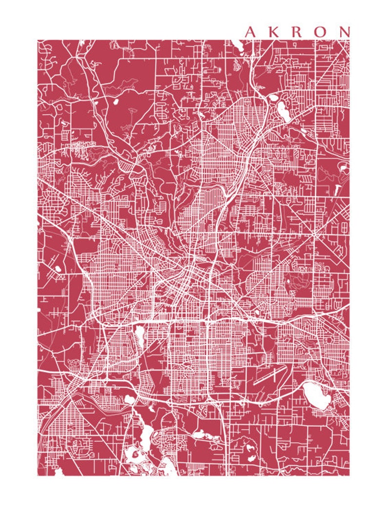 Akron Map - Ohio Poster Print - Etsy