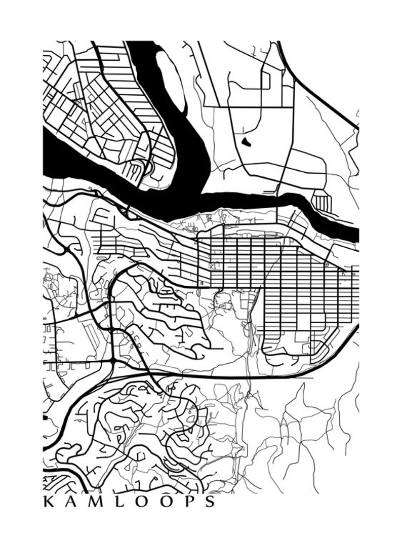 Kamloops Map Art - Etsy Canada