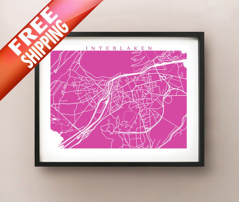Interlaken Map Print Switzerland Poster - Etsy