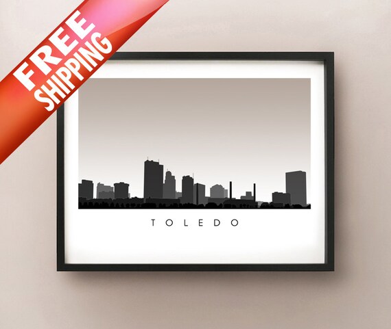 Toledo Skyline Ohio Poster Print Cityscape Silhouette | Etsy