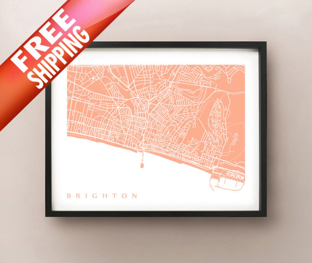 Brighton Map Print - UK Wall Art - England Poster - Etsy