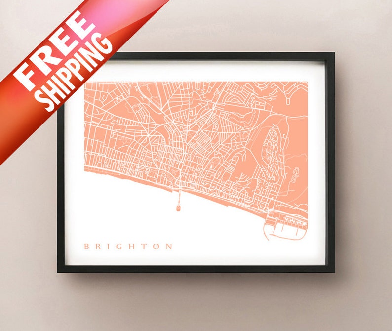 Brighton Map Print UK Wall Art England Poster | Etsy