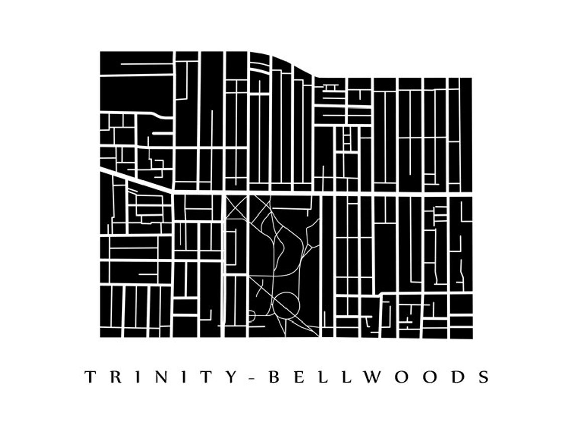 Trinity Bellwoods Map Toronto Neighbourhood Art Print | Etsy