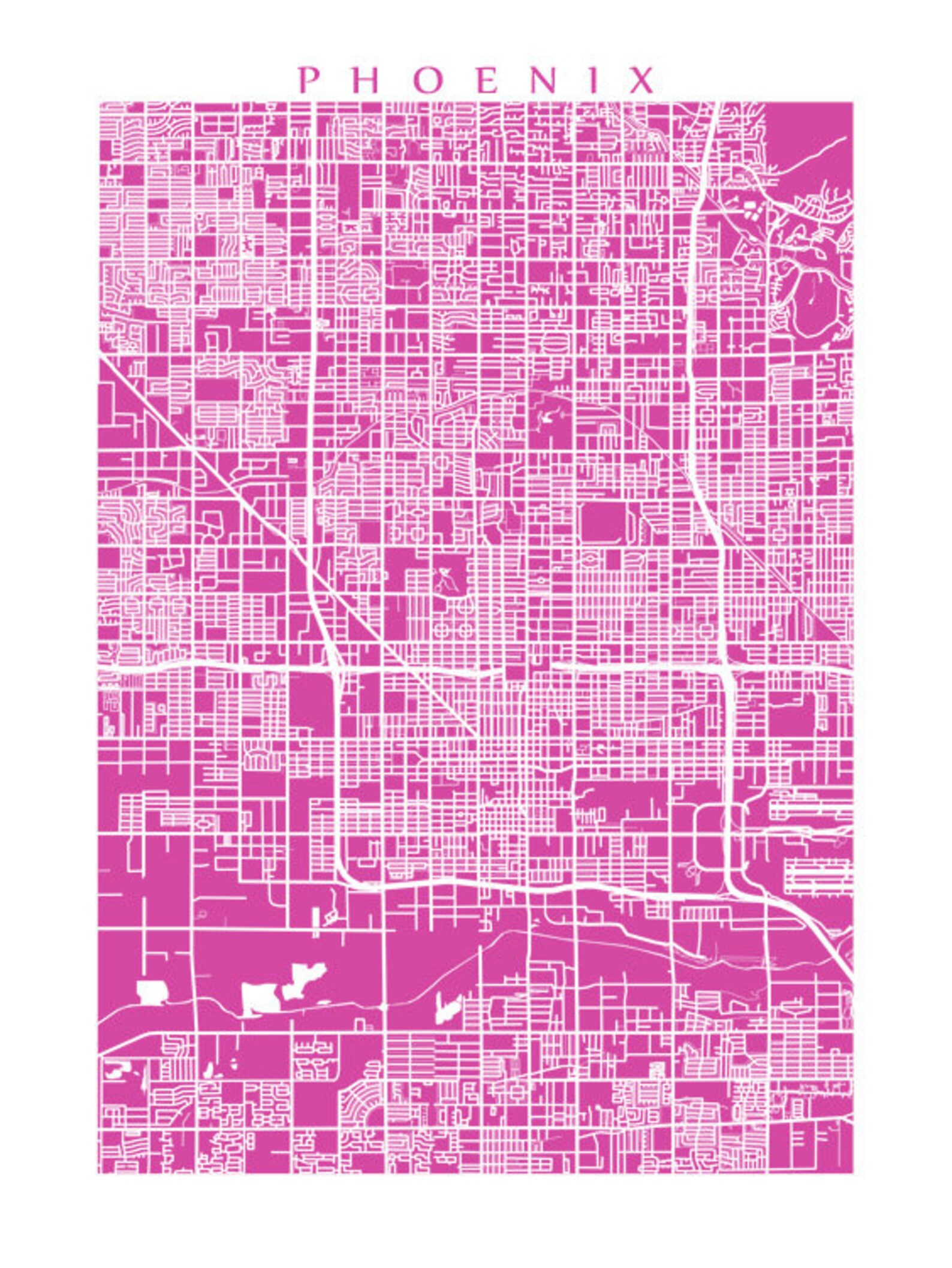 Phoenix Map Print - Arizona Wall Art - Etsy