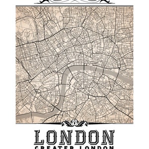 London Vintage Style Sepia Map Art Print London England - Etsy