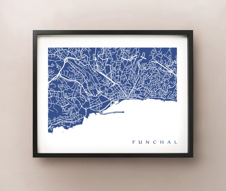 Funchal Map Print Madeira Art Poster | Etsy