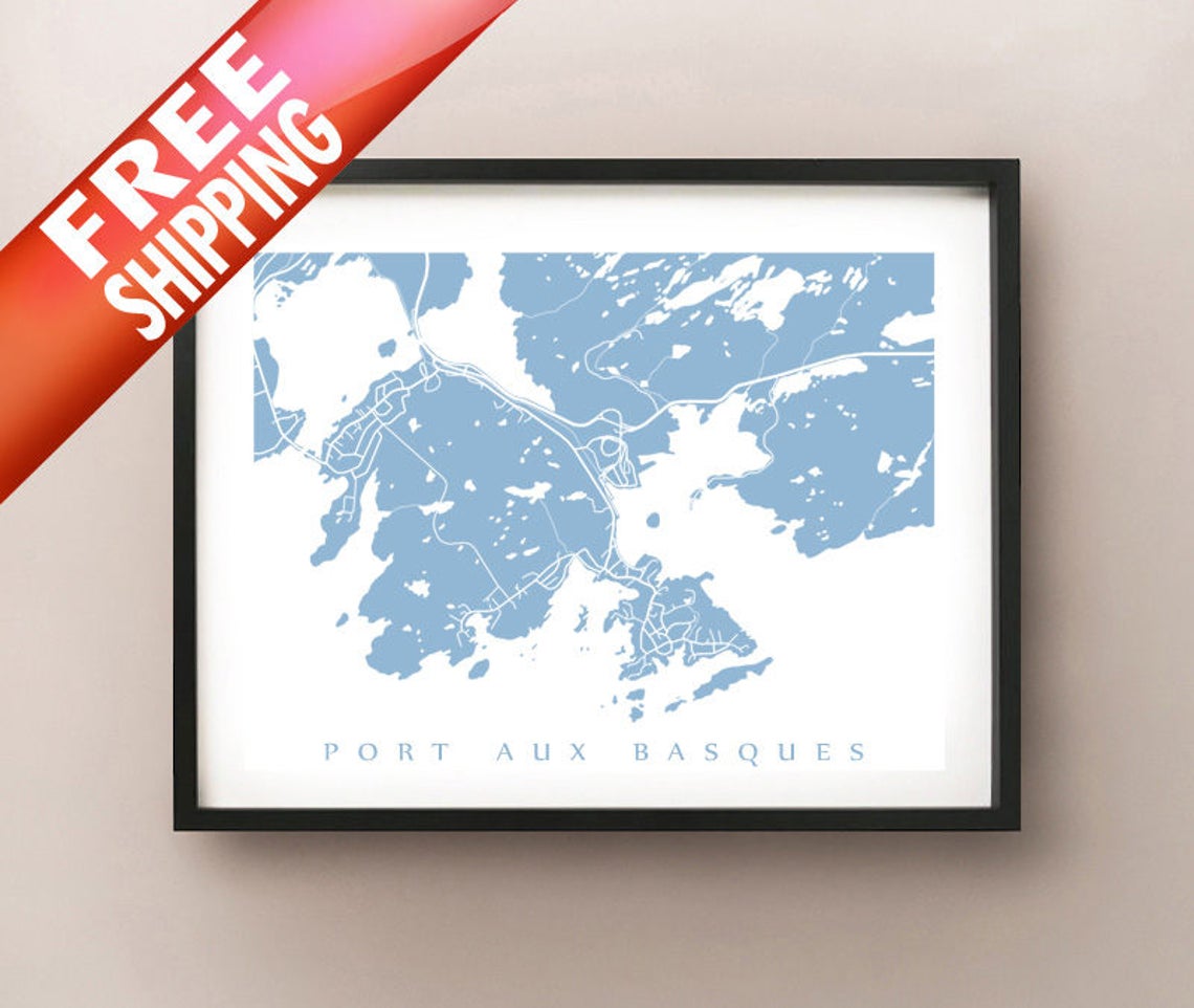 Port Aux Basques NL Map Newfoundland Poster Channel | Etsy
