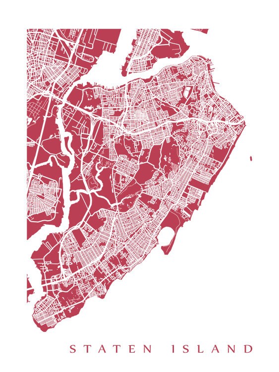 Staten Island Map Print New York Poster - Etsy