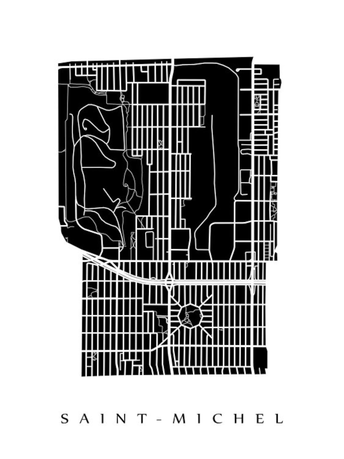 Saint-michel Map - Montreal Neighbourhood Art Print - Etsy UK