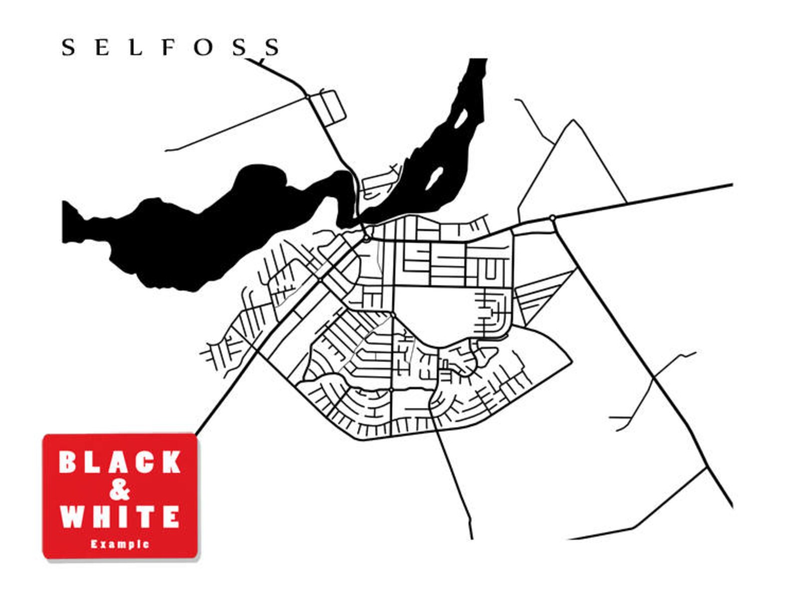 Selfoss Map Print - Iceland Poster - Etsy