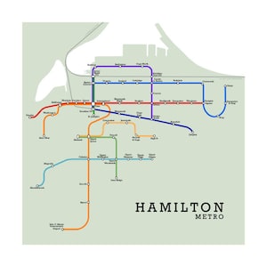 Hamilton Subway Map - Fictional Metro Style Art Print of Hamilton ...