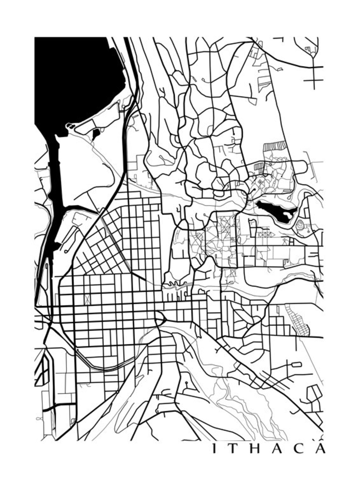 Ithaca Map Print New York Poster | Etsy