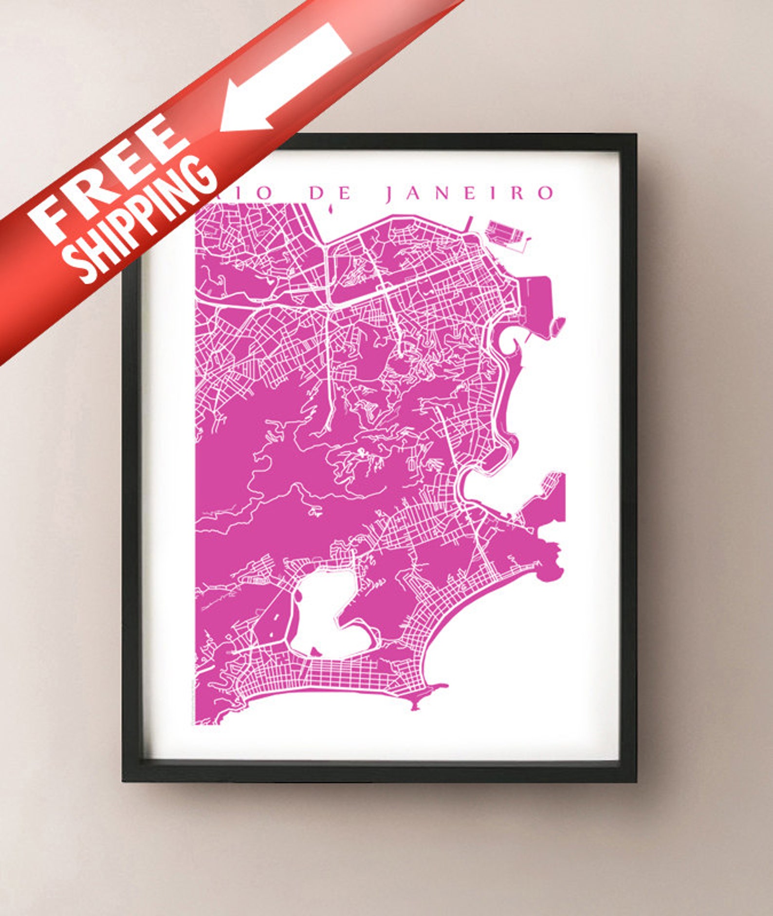 Rio De Janeiro Map Print Brazil Art Poster - Etsy Canada