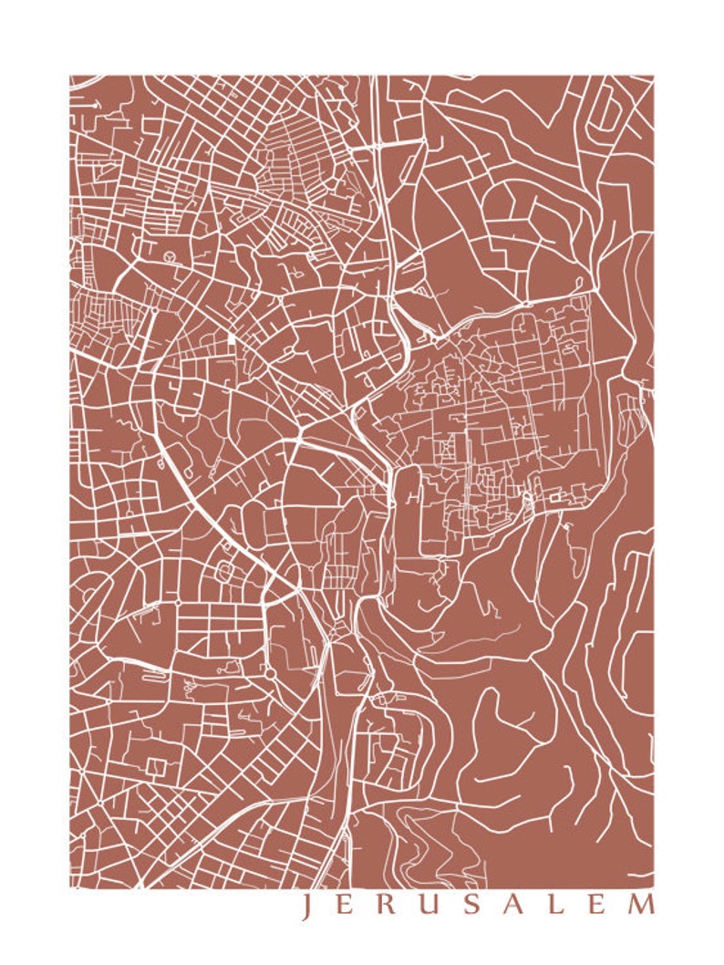 Jerusalem Map Art Print - Etsy