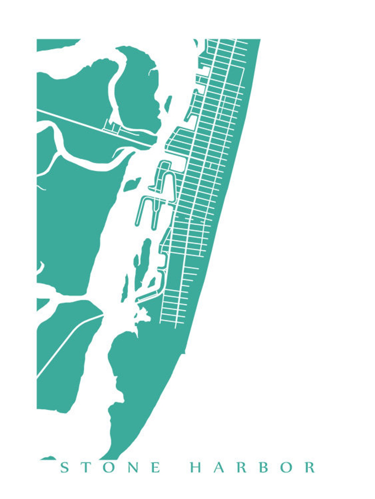 Stone Harbor NJ Map Art New Jersey Poster Print | Etsy