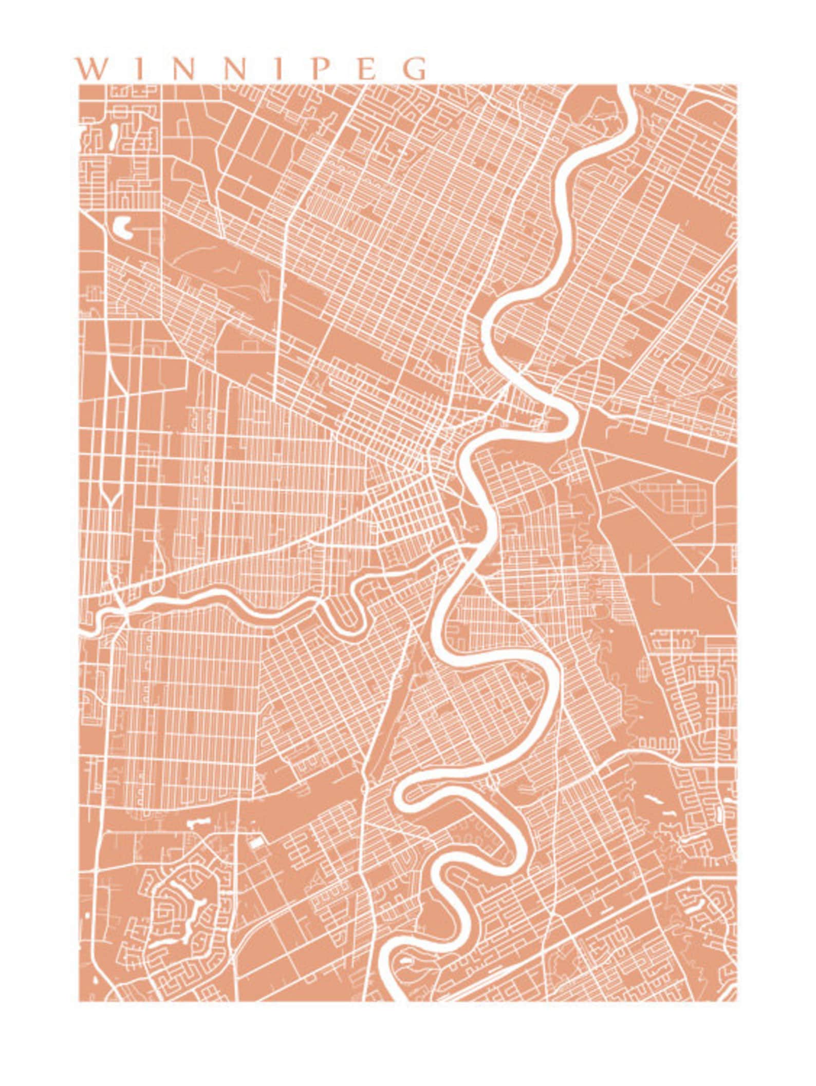 Winnipeg Map Print - Manitoba Poster - Etsy