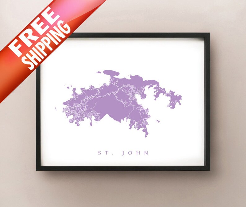 Saint John Map - U.S. Virgin Islands Poster - Choose Color and Size - Etsy