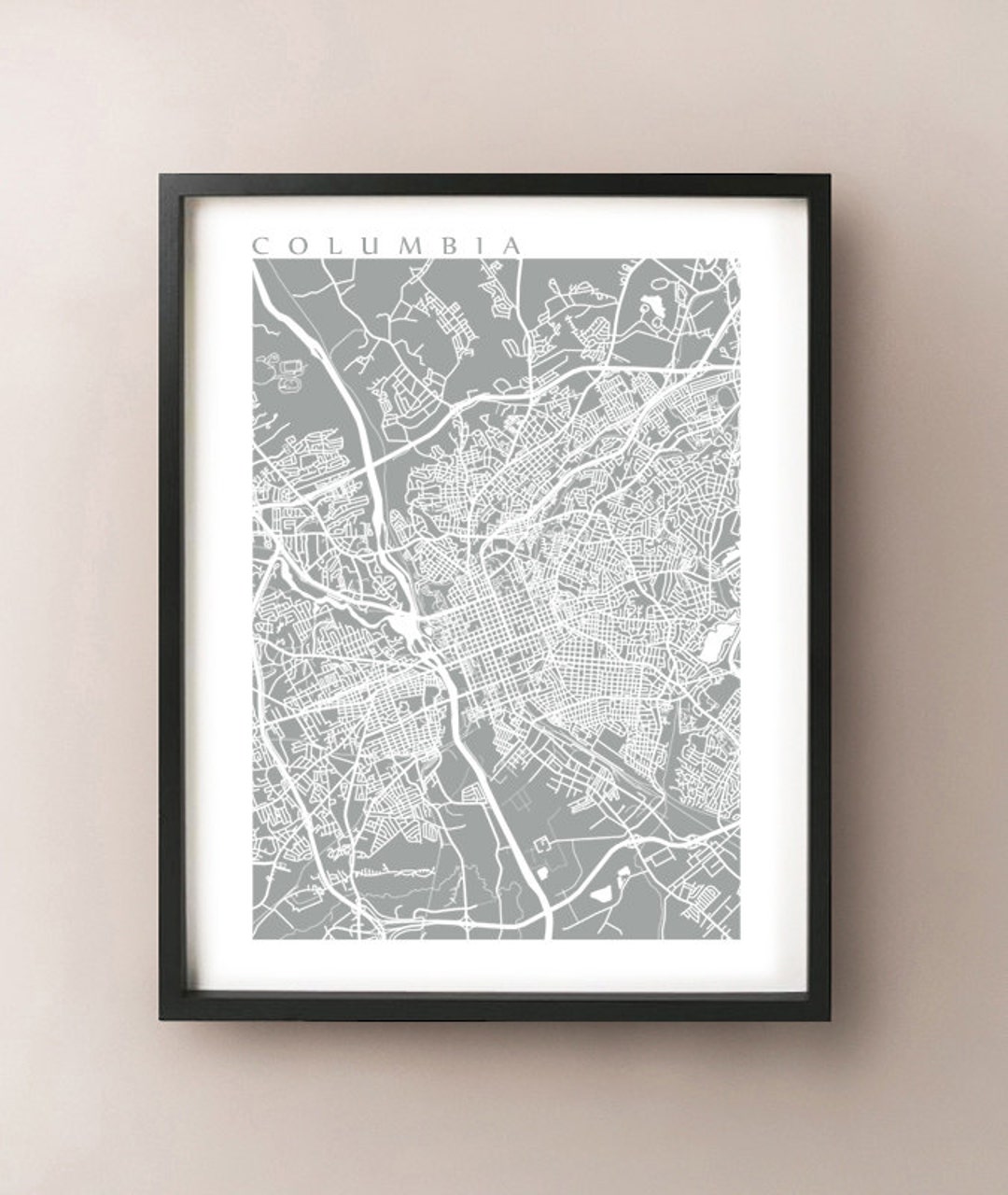 Columbia Map Print - South Carolina Poster Art - Etsy