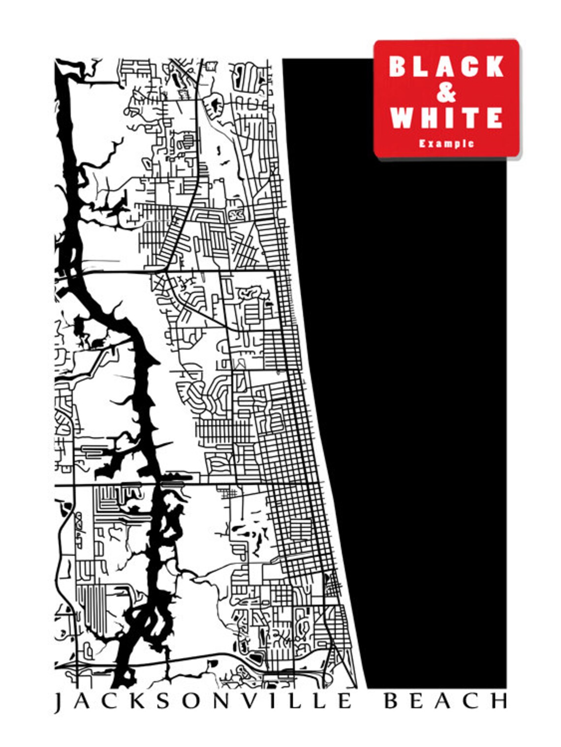 Jacksonville Beach Map Print Neptune Beach & Atlantic Beach | Etsy