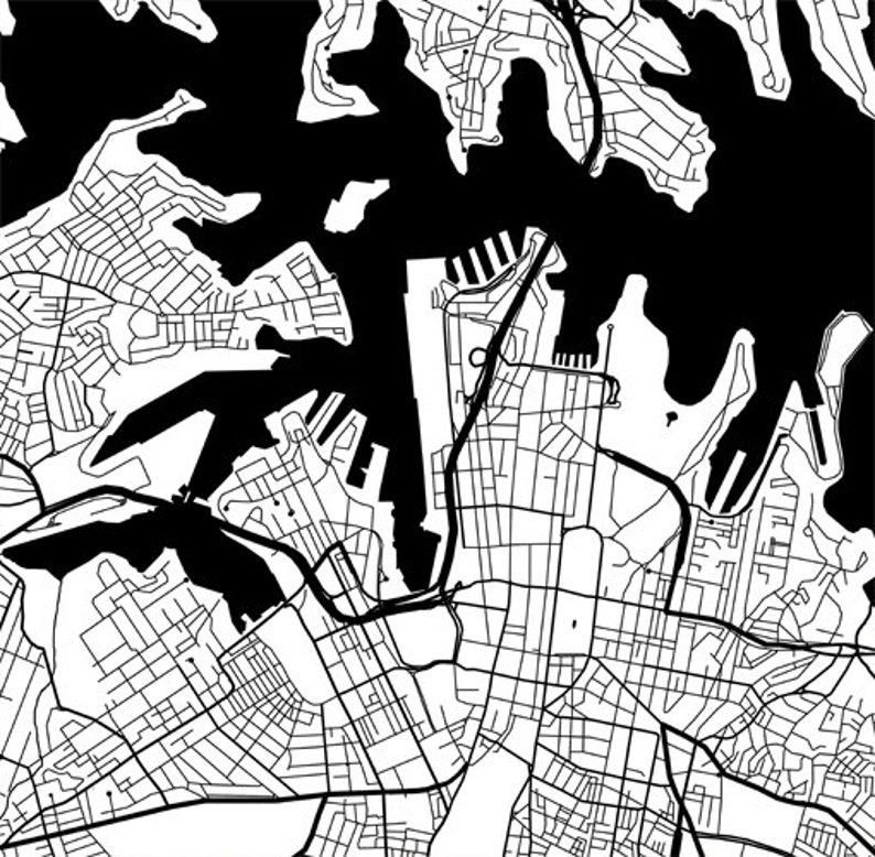 Sydney Map Print Black and White - Etsy