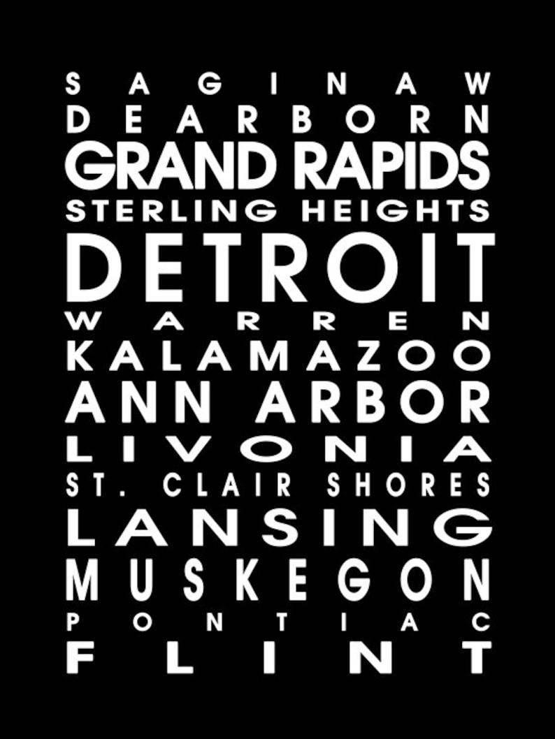 Michigan Bus Roll MI State Poster - Etsy