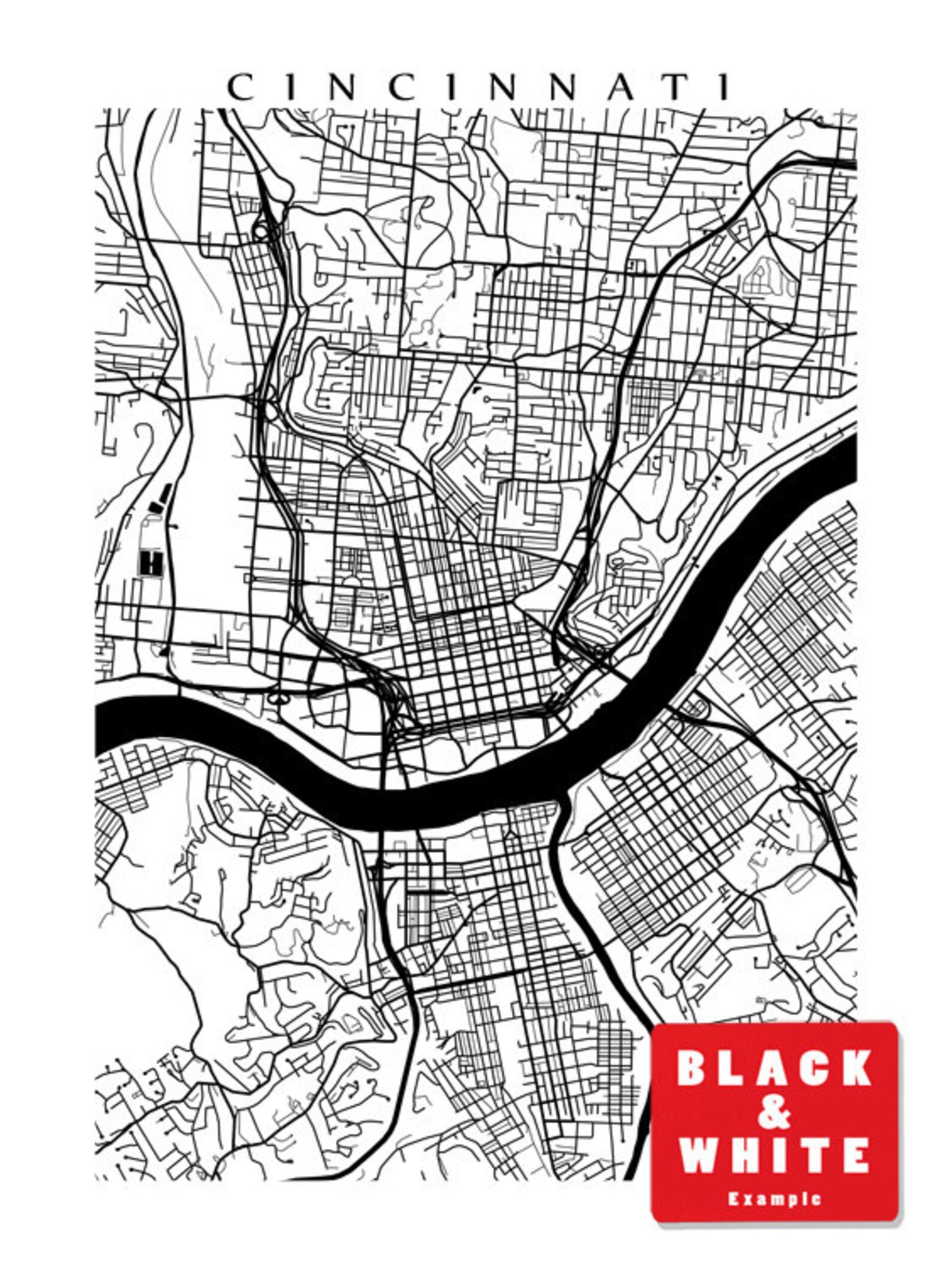 Cincinnati Map Ohio Poster Print | Etsy