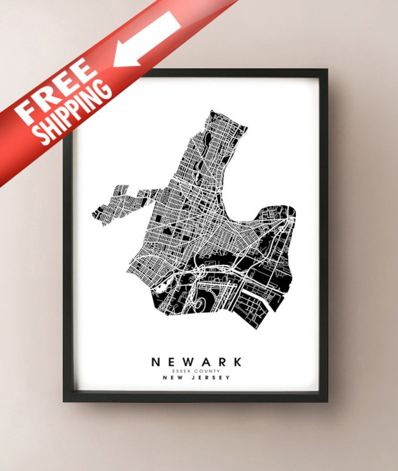 Newark, NJ - City Limits Map Print - Etsy