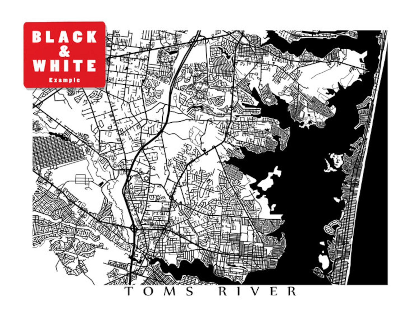 Toms River, NJ Map Art - Ocean County, New Jersey Poster Print - Etsy