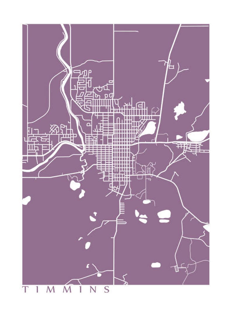 Timmins Map Print Ontario Poster Art - Etsy