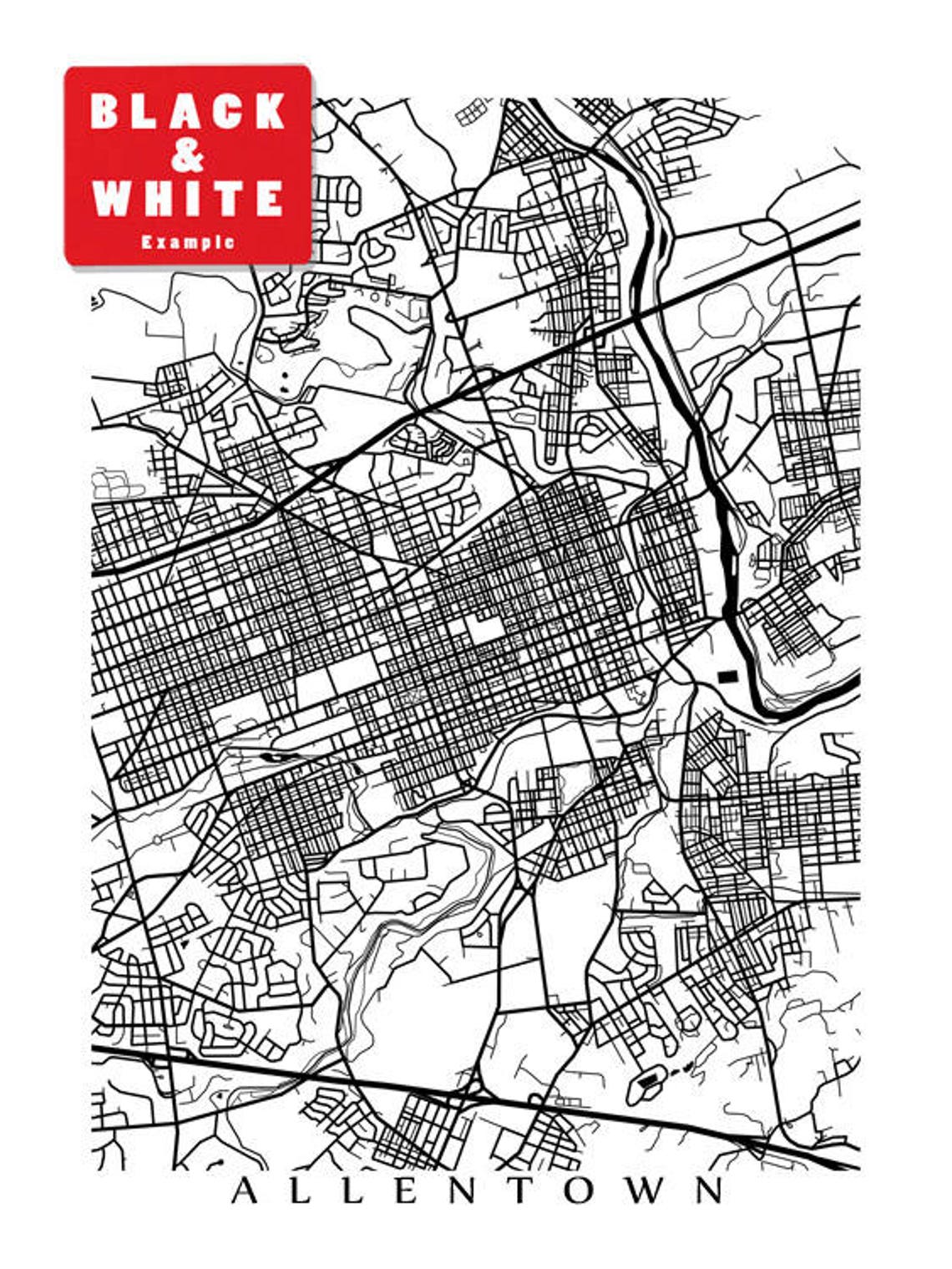Allentown Map Pennsylvania Poster | Etsy