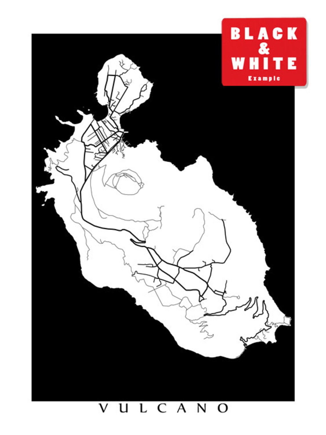 Vulcano Italy Map Print Isola Di Vulcano | Etsy