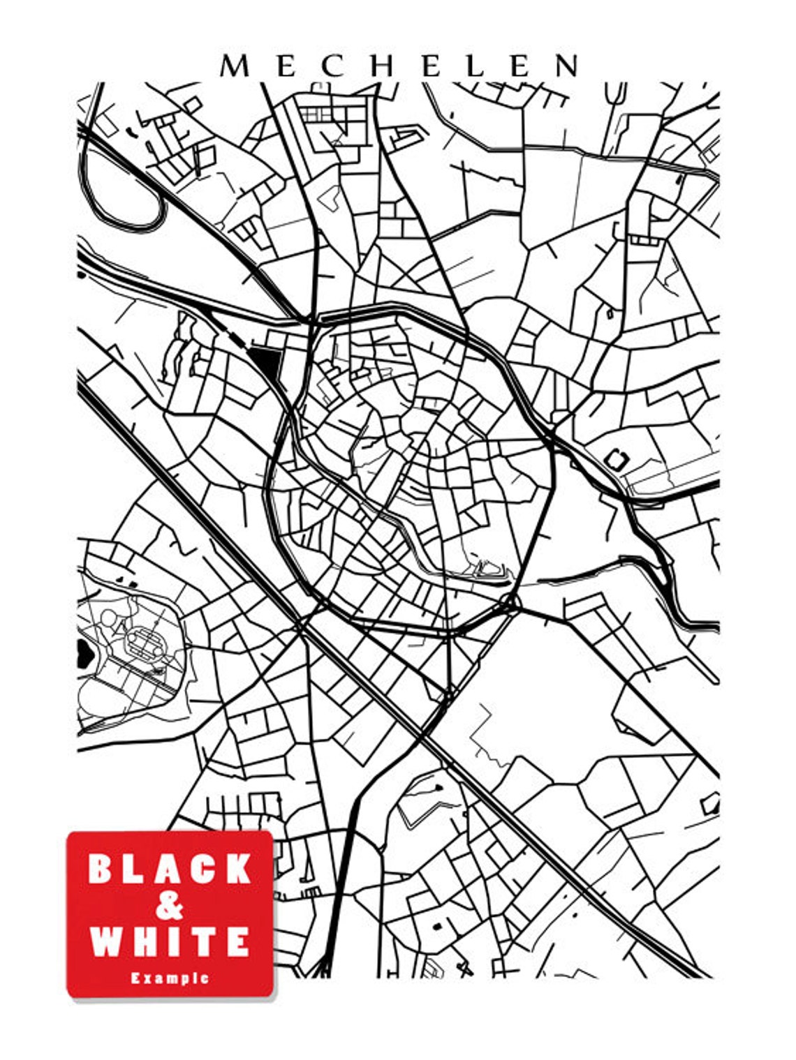 Mechelen Map Print Malines Belgium Poster | Etsy
