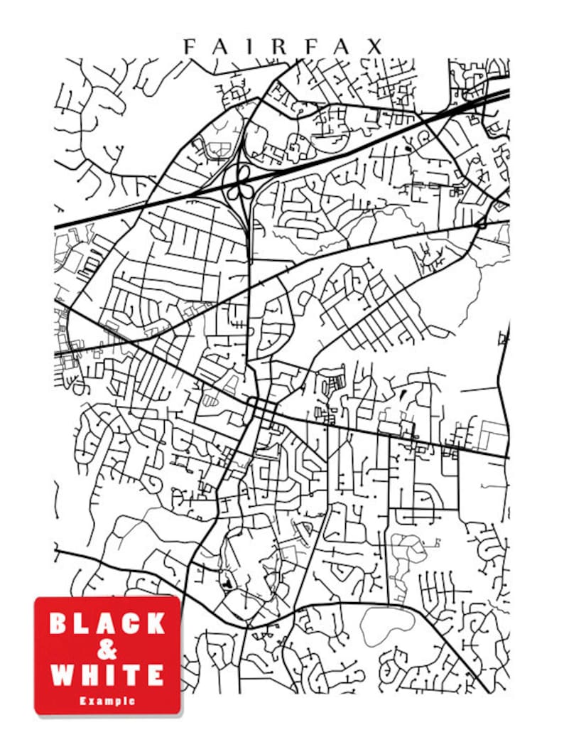 Fairfax VA Map Print Virginia Poster - Etsy