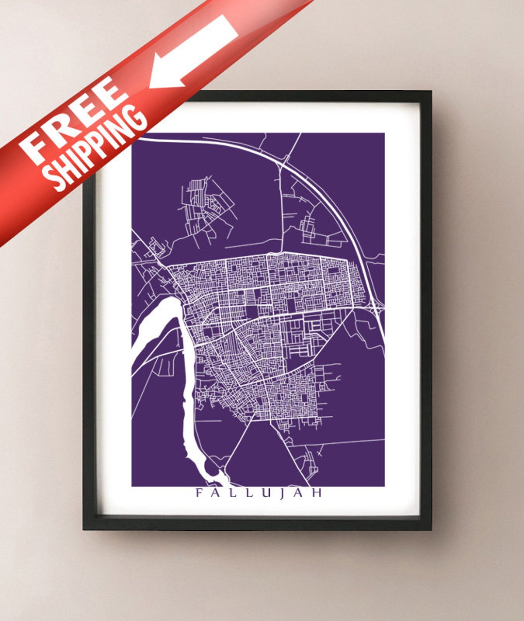 Fallujah Map Print - Iraq Poster Art - الفلوجة - Etsy