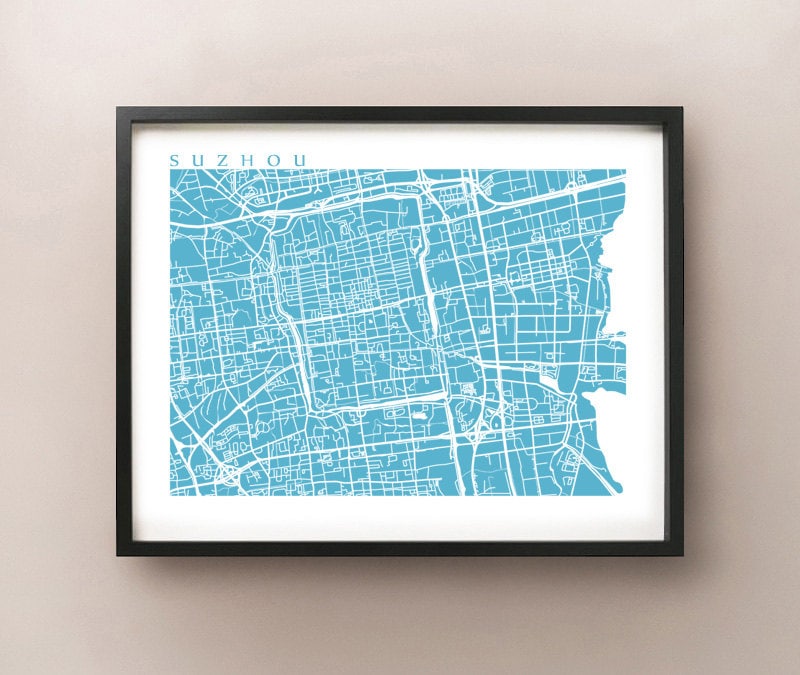 Suzhou Map Print - China Poster Art - 苏州 - Etsy