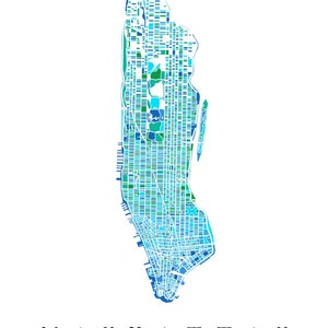 Manhattan Colored Art Map - New York City Neighborhood - NYC, Central ...