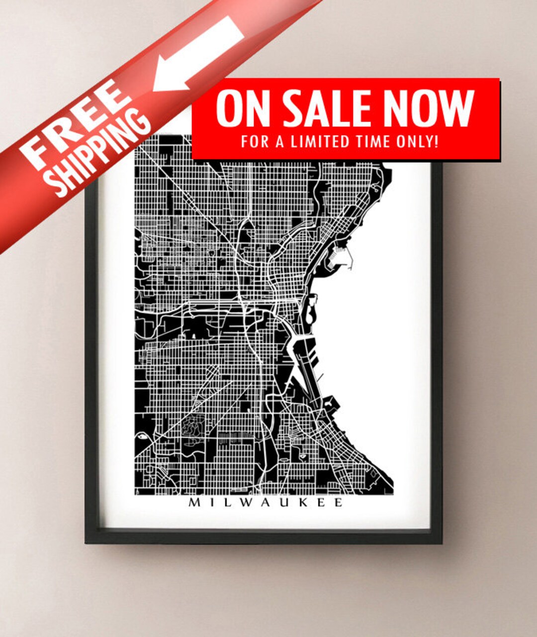 Milwaukee Map Art - Wisconsin Poster - Etsy