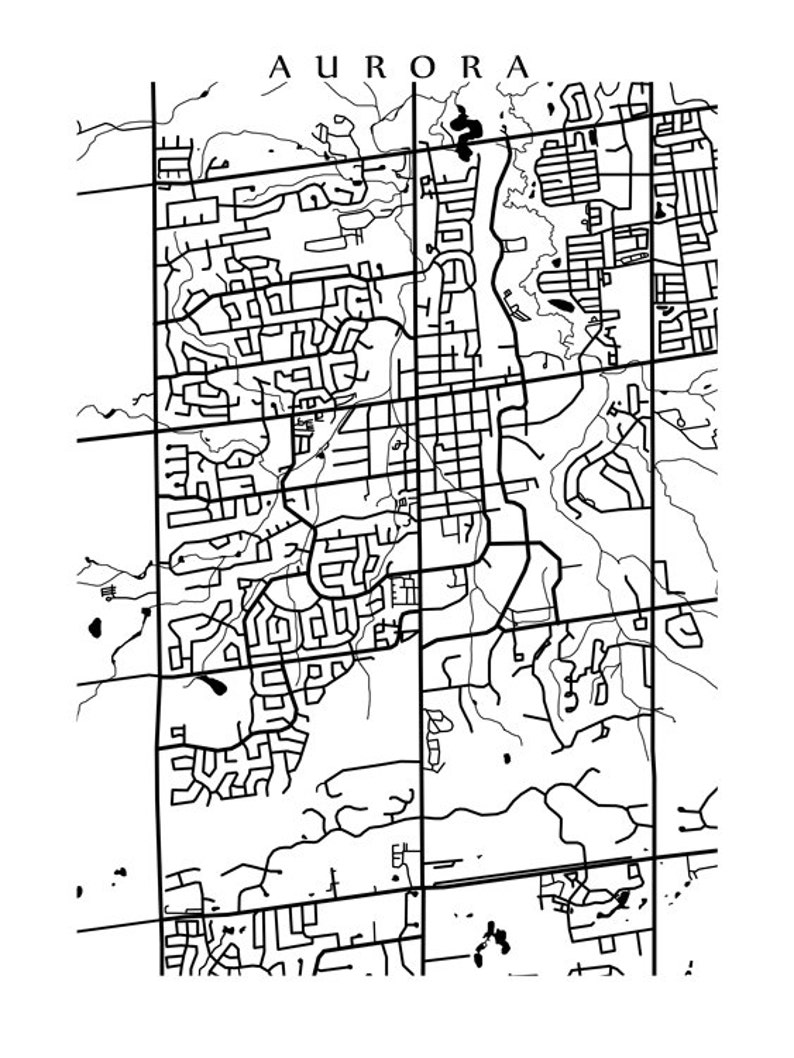 Aurora Map Print Ontario Poster Art | Etsy