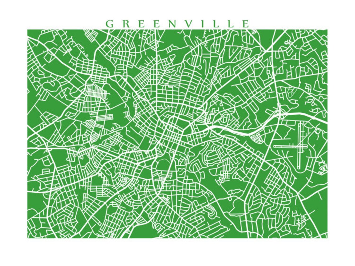 Greenville Map Print South Carolina Poster Art | Etsy