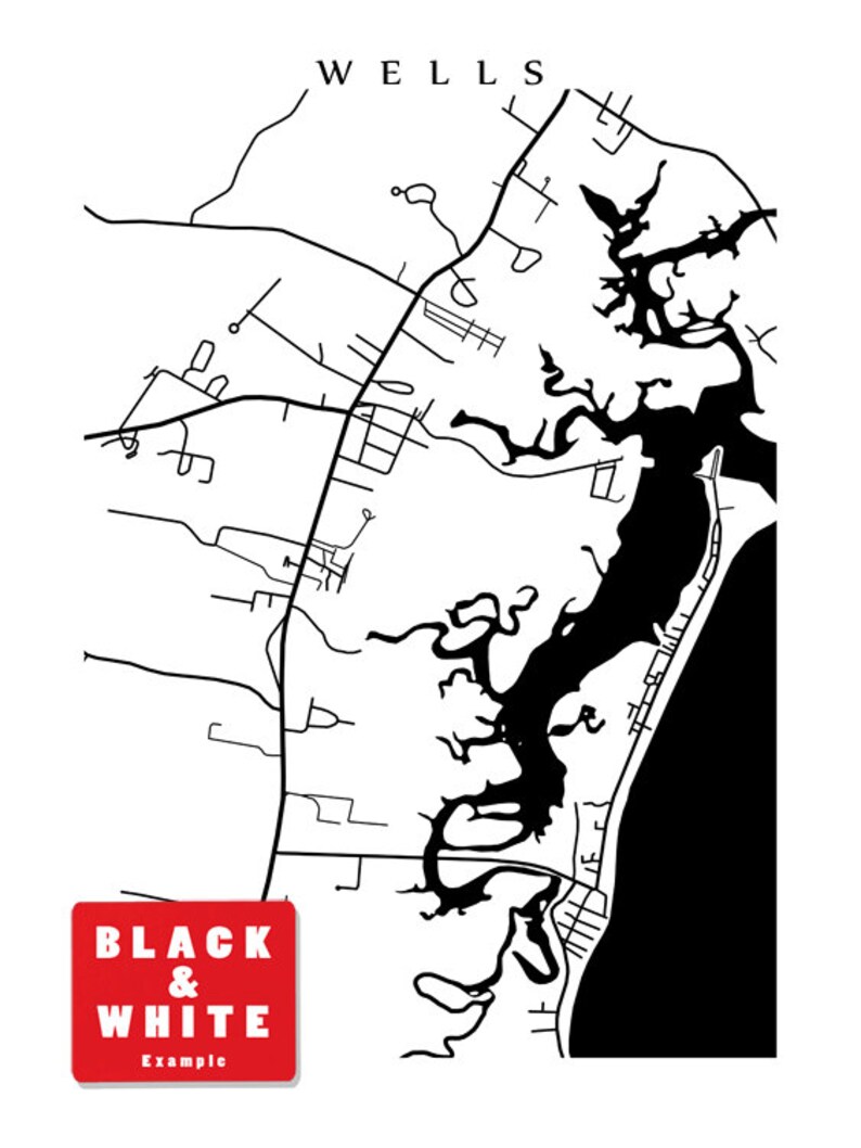 Wells, ME Map Print - Choose Your Size and Color - Etsy