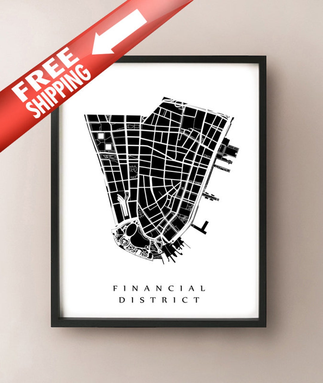 Financial District Map - Manhattan, NYC Neighborhood Art Print - Etsy