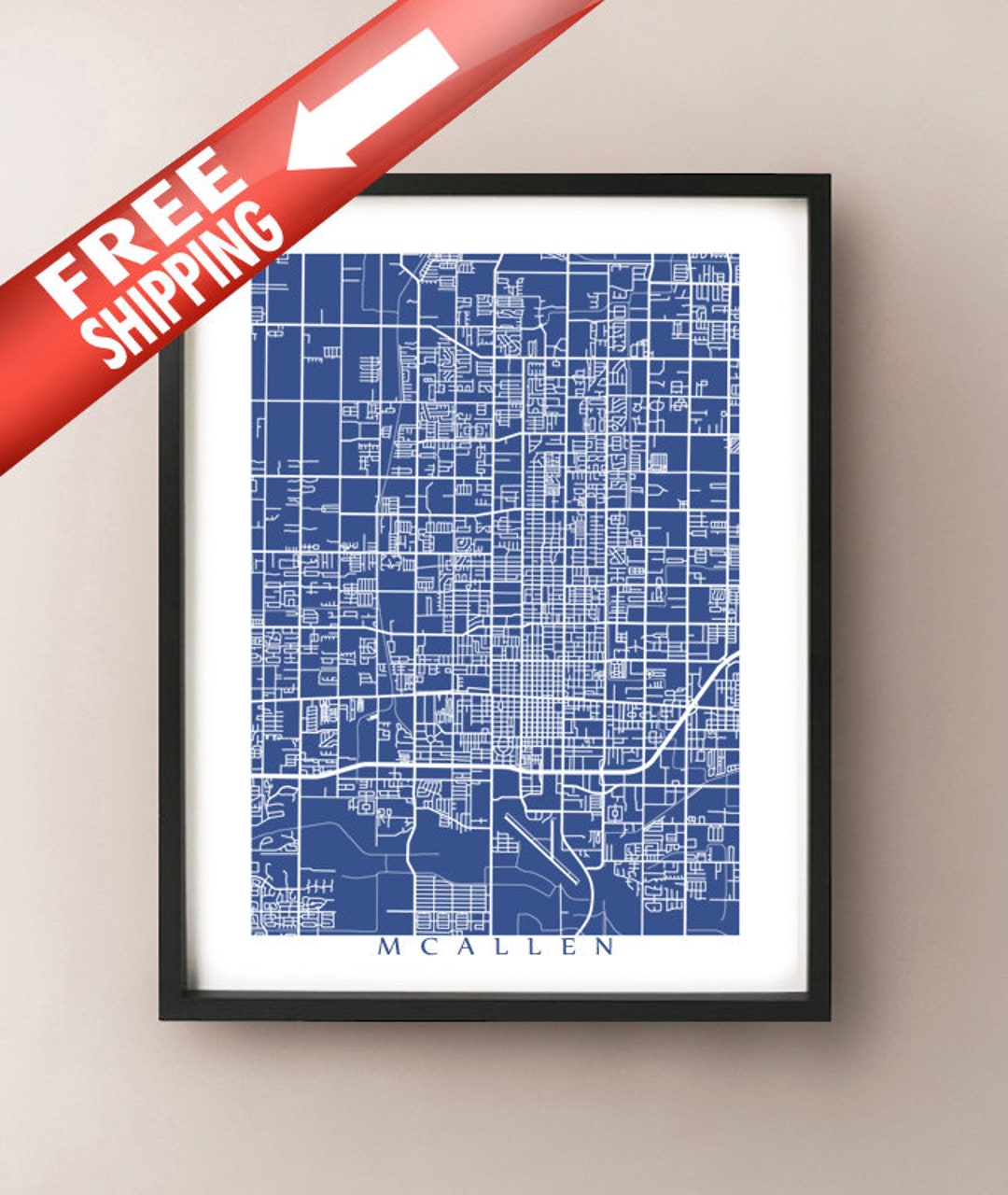 Mcallen, TX Map Print - Texas Poster - Etsy