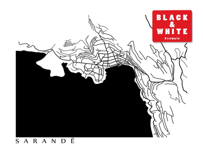 Sarandë Map Print Albania Poster - Etsy