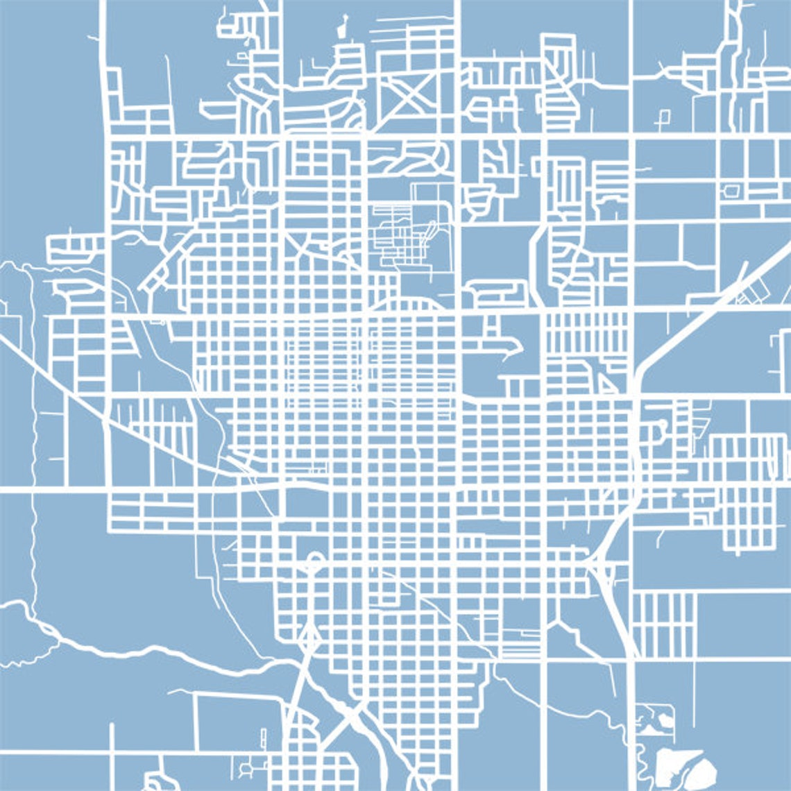 Hutchinson Map Print Kansas Poster Art | Etsy