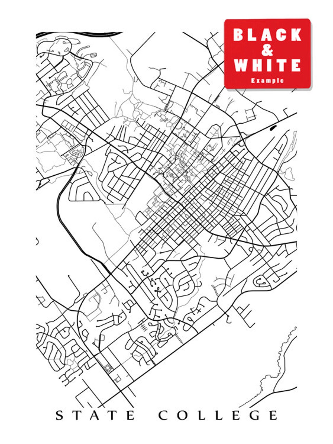 State College City Map Pennsylvania Poster | Etsy