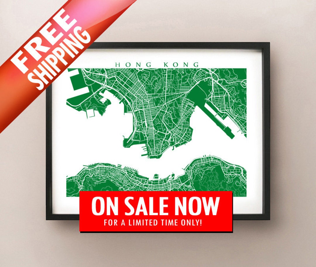 Hong Kong Map Print - China Poster Art - Etsy