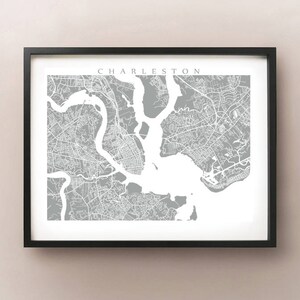 Charleston Horizontal Map Print - South Carolina Poster Art - Etsy