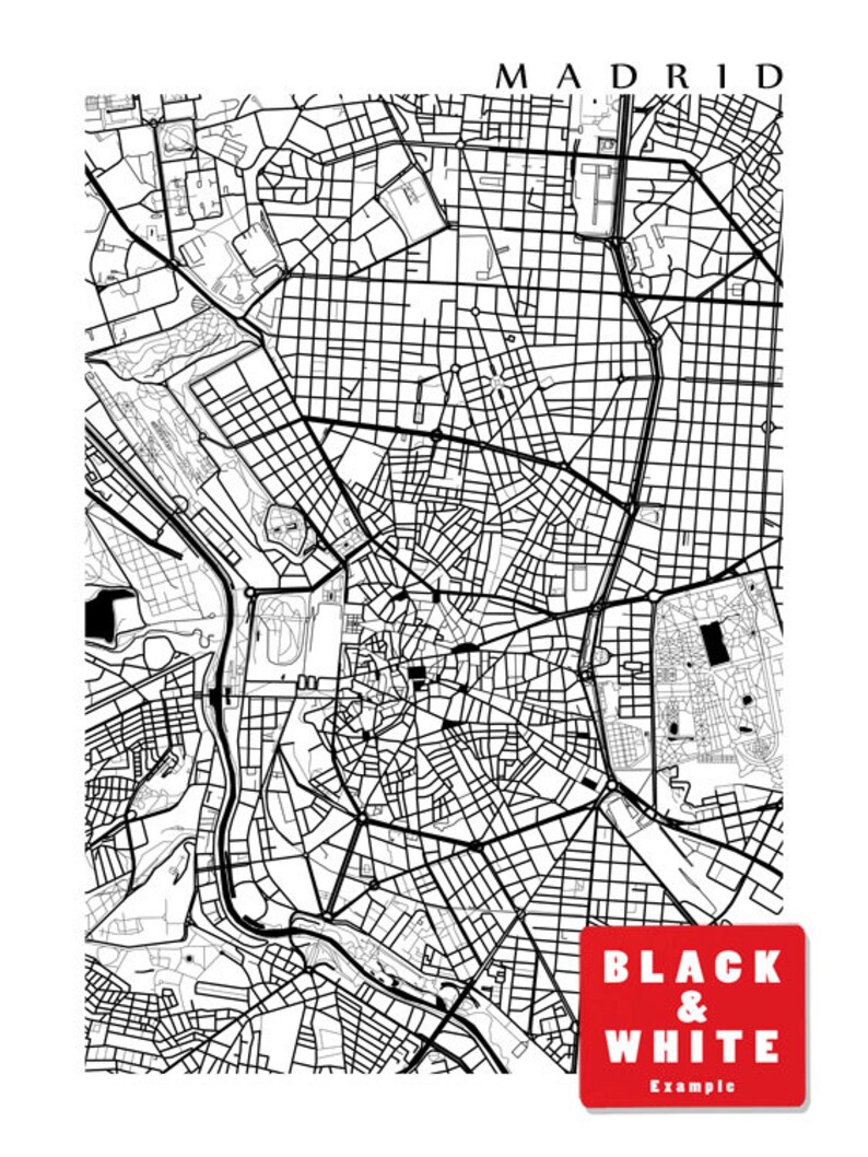 Madrid Map Art Spain Poster Print - Etsy